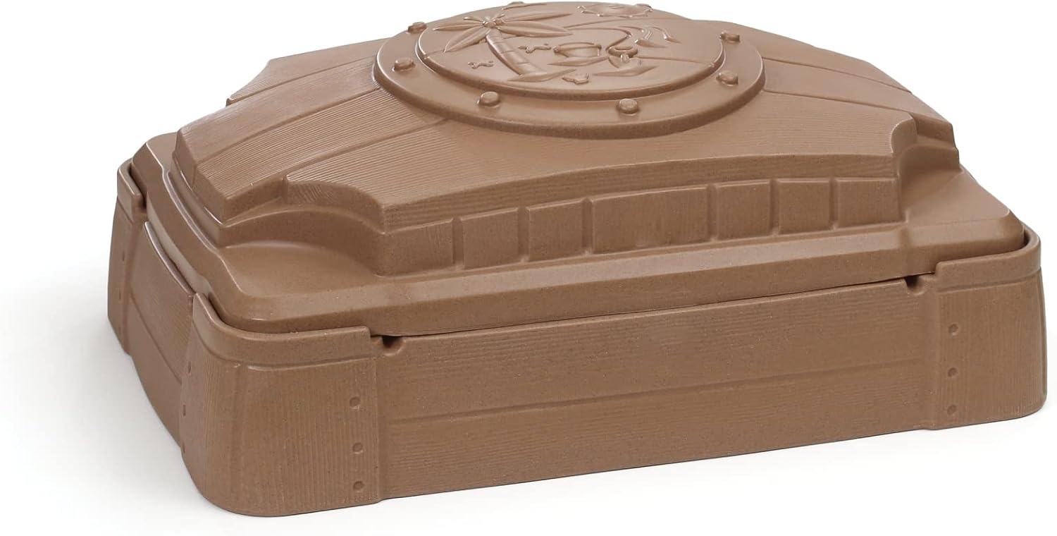 Amazon.com: DOUKI Outdoor Plastic Sandbox with Cover, Brown,Sand ...