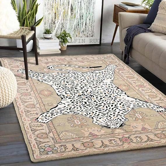 Buy ELFIN RUGS Embossed Aesthetic Handmade Soft Tuff Wool Thick Carpet for Living Room Bedroom ...