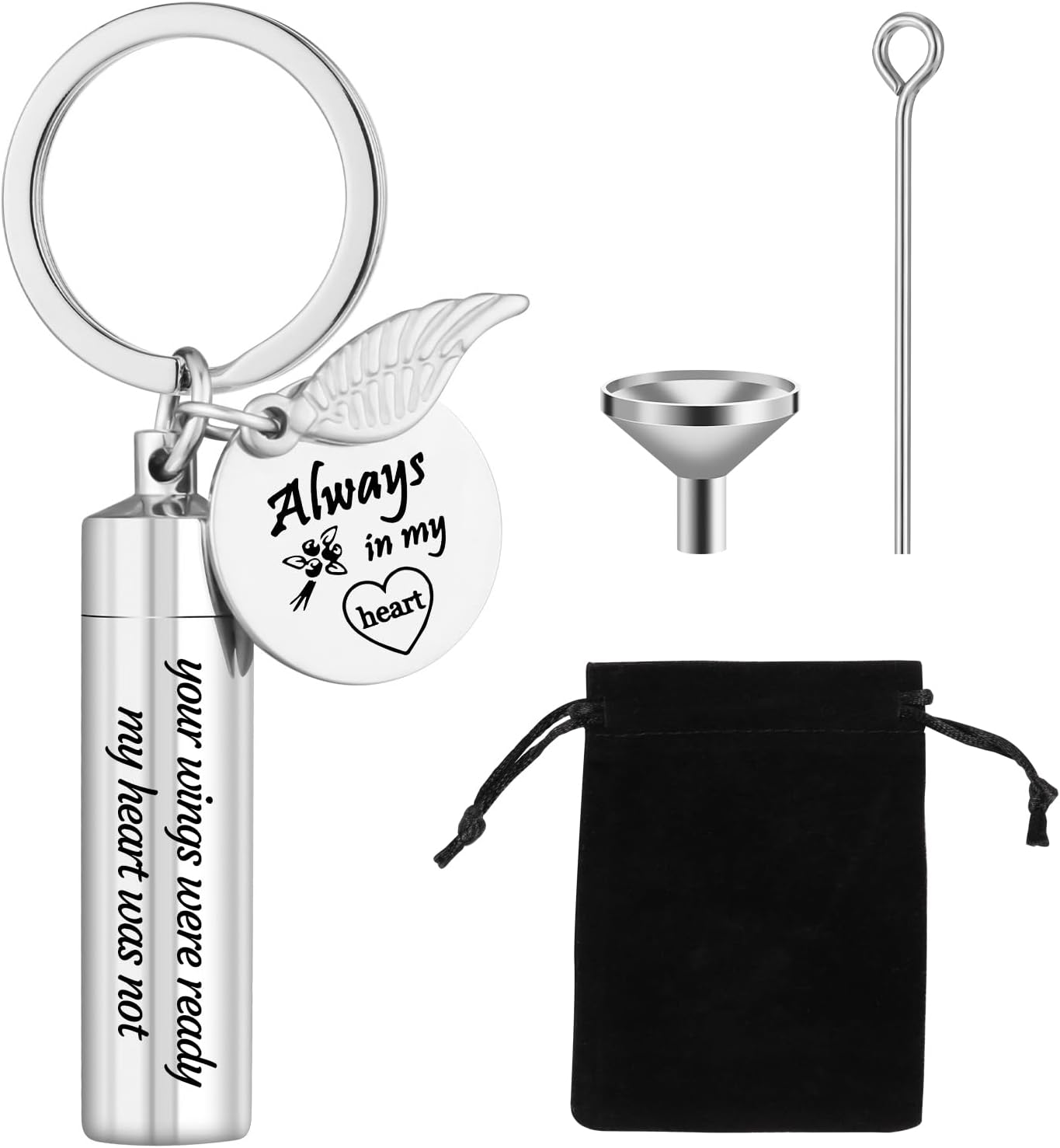 Fanshiontide Cremation Jewelry Urn Keychain for Ashes, Cylinder ...
