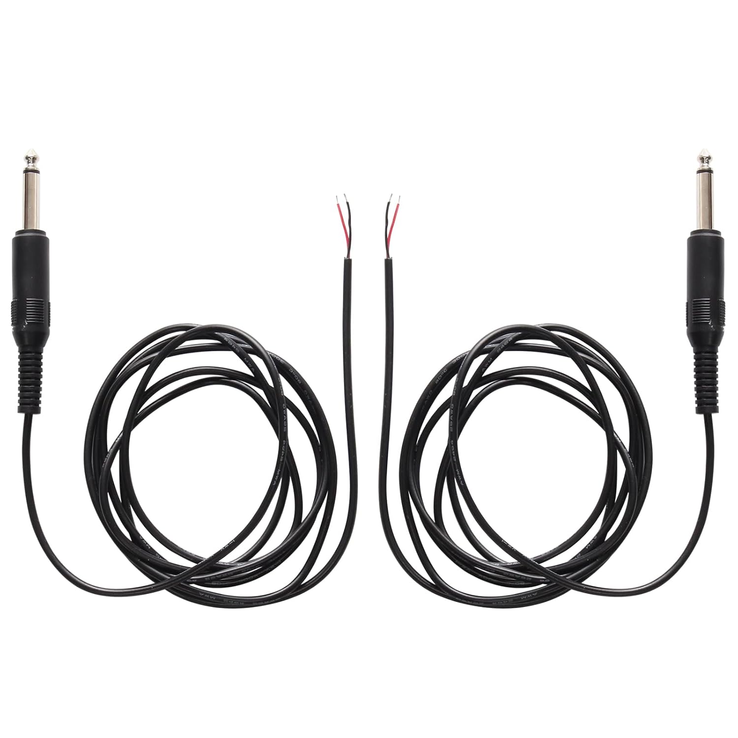 Amazon.com: Bonsicoky 2 Pcs 6.35mm Male Plug to Bare Wire Open End TS 2 ...
