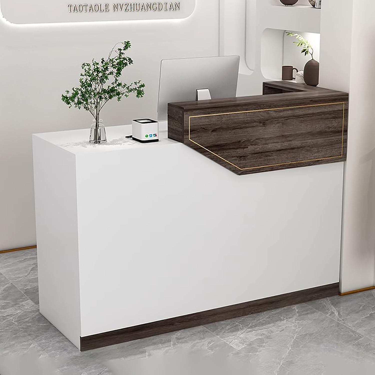 Amazon.com: SUZEPER Reception Desk with Shelves, Front Counter Desk ...