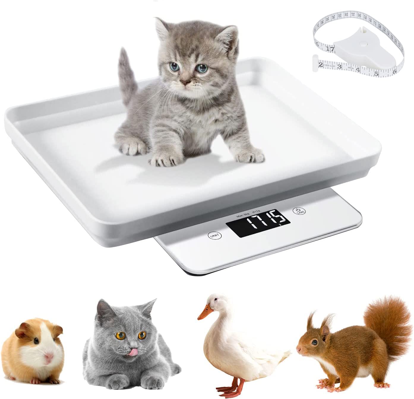 Amazon.com: Digital Small Animals Scales for Weighing with Tape Measure ...