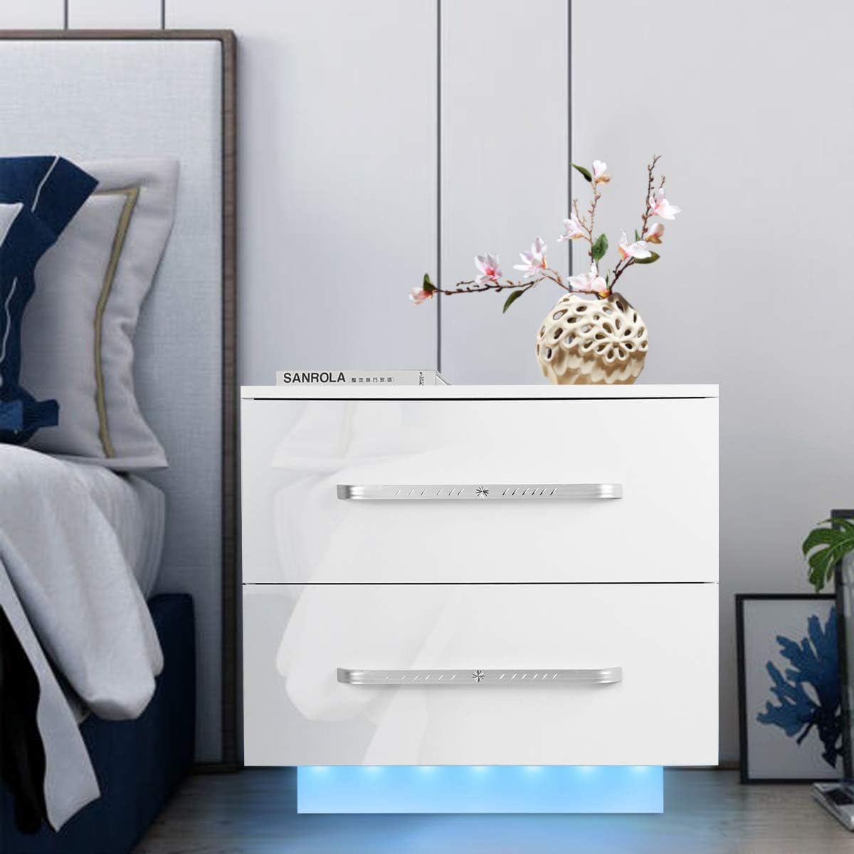 Amazon.com: Modern Luxury LED Light Nightstand Organizer Storage ...