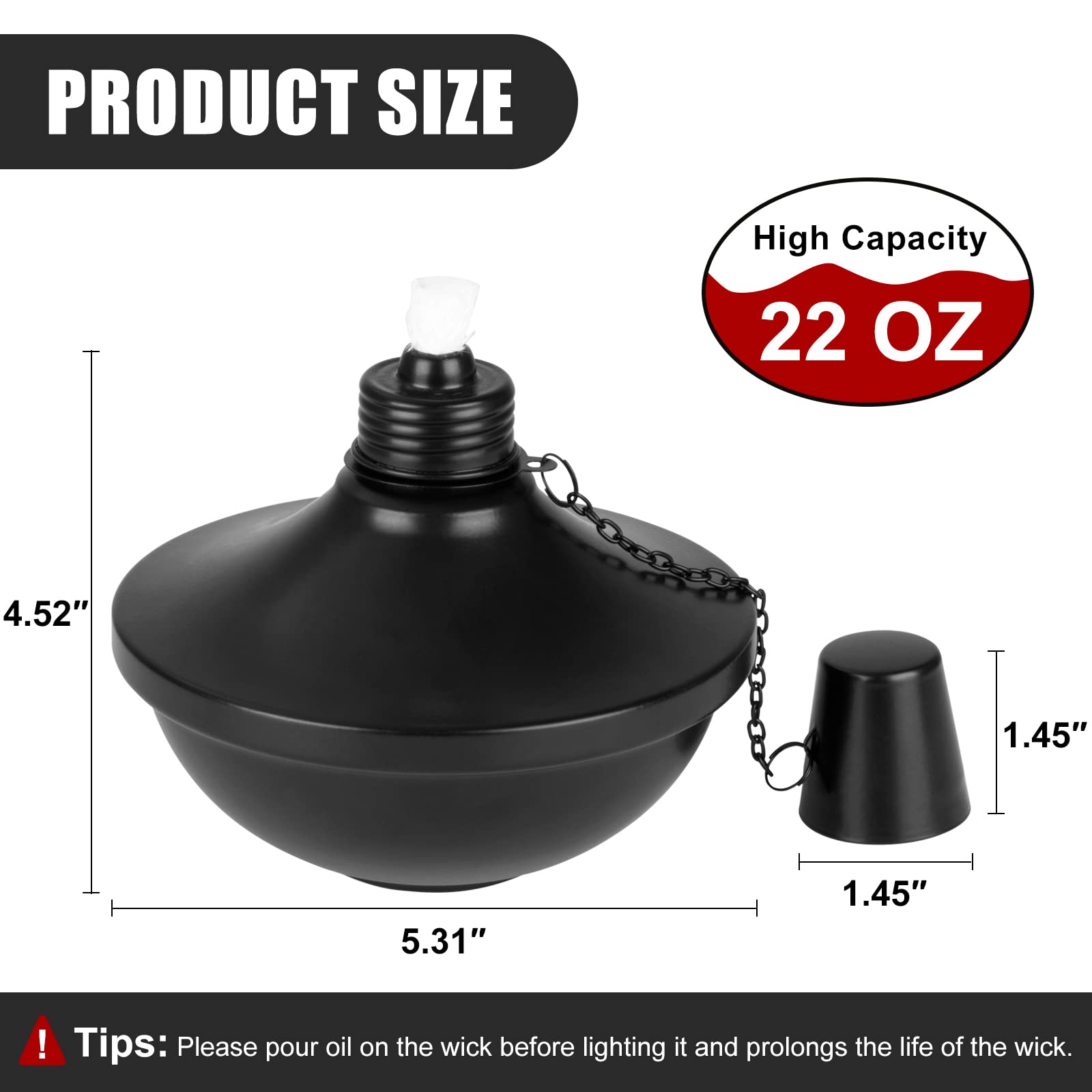 Snapklik.com : Metal Table Top Torches 6 Pack, 22 Oz Torch Replacement ...