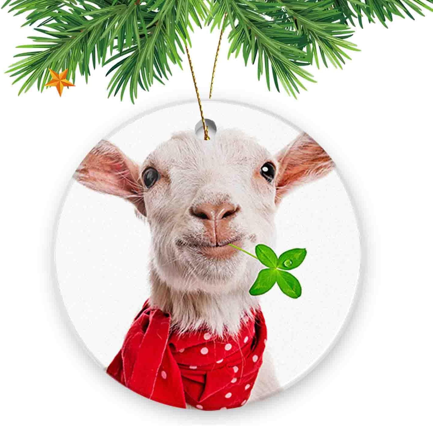 Amazon.com: Goat Tiny Miniature One Christmas Ornament Brown ...