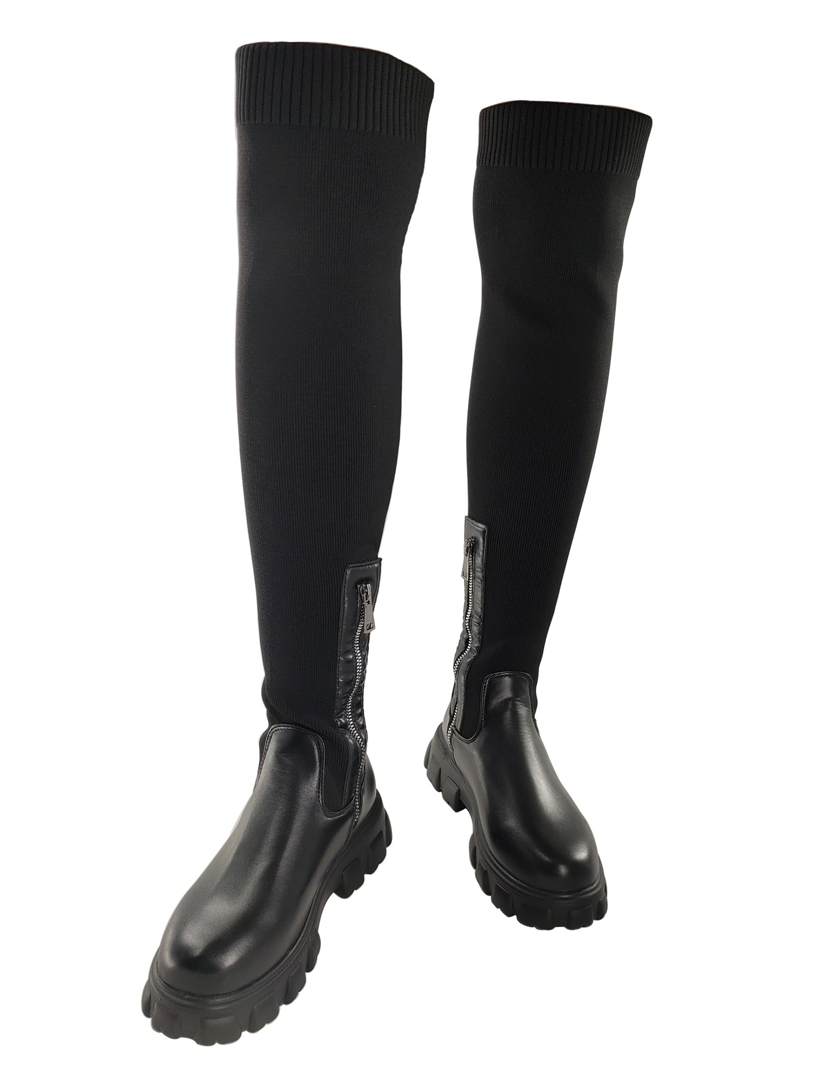 XSTH Thigh High Knitted Stocking Boots for Women Over The Knee High ...