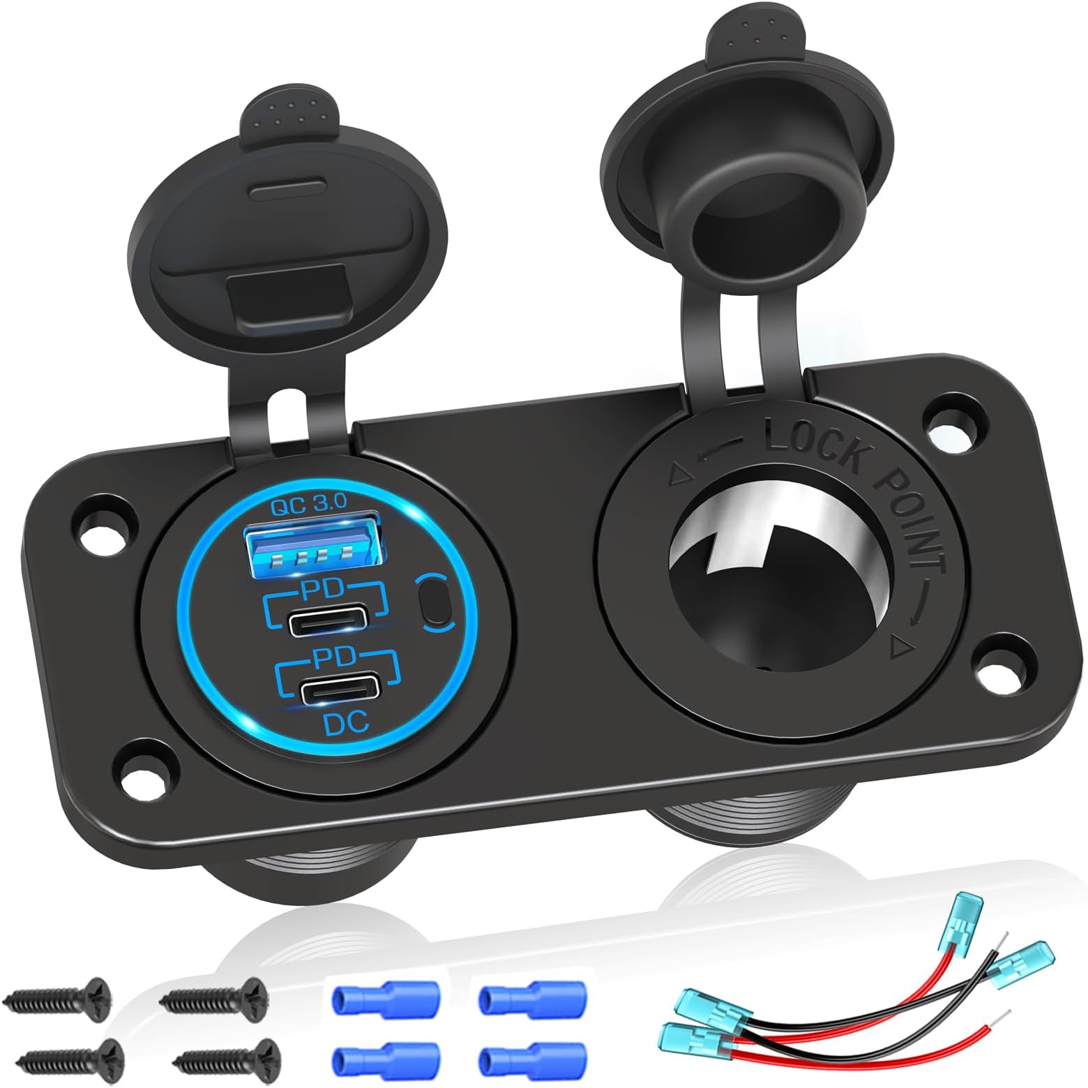 Amazon.com: Cigarette Lighter Socket Qidoe 12V Splitter Panel 78W 12V ...