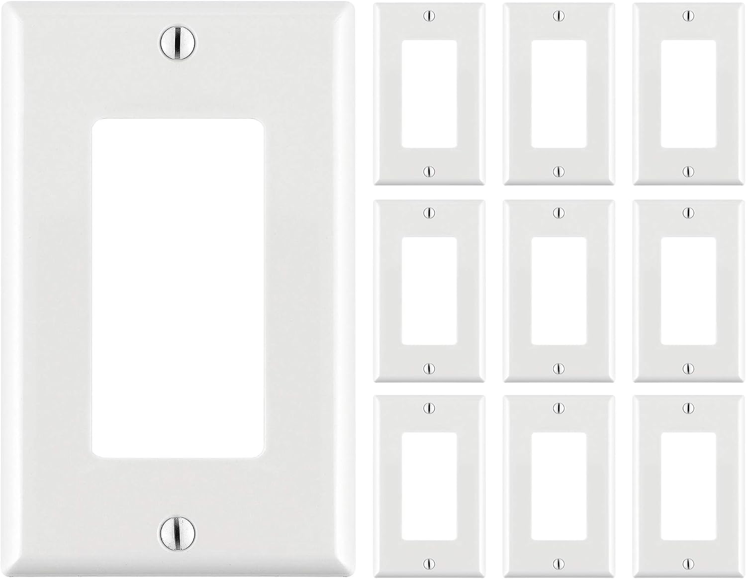 Cmple – 10 Pack White Standard 1-Gang Blank Decora Wall Plate ...