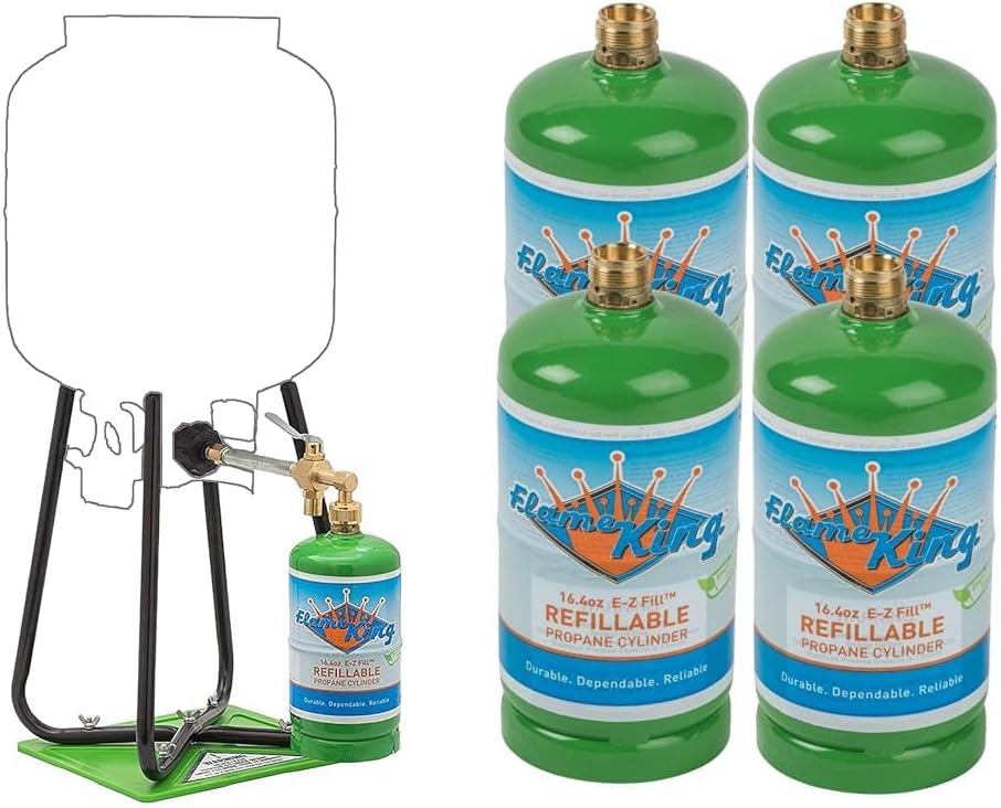Amazon.com: Flame King Refillable 1LB Empty Propane Cylinder Tank with ...