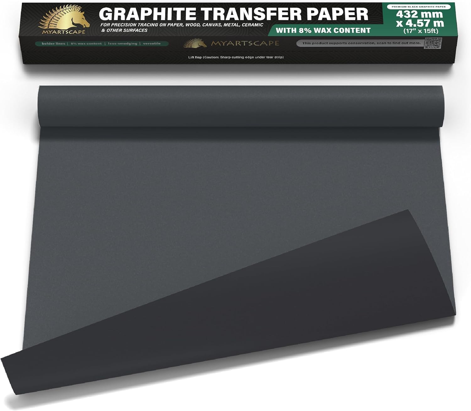 Amazon.com: MyArtscape Graphite Transfer Paper Roll - Black Waxed ...