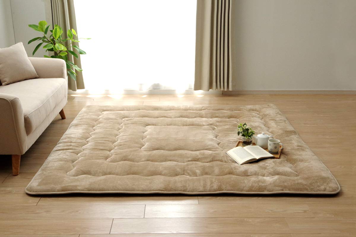 Amazon.co.jp: イケヒコ こたつ敷きふとん 長方形 撥水6層フラン 約190×240㎝ ベージュ 厚敷 #6029939 ...