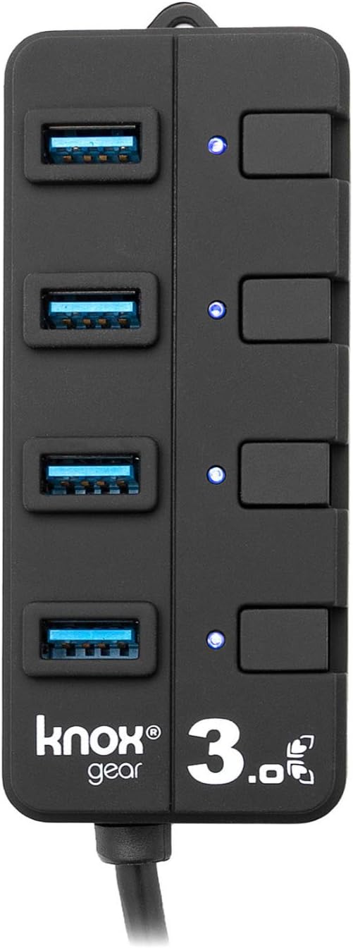 Amazon.com: Knox Gear 4 Port 3.0 USB Hub with Individual Switches and ...
