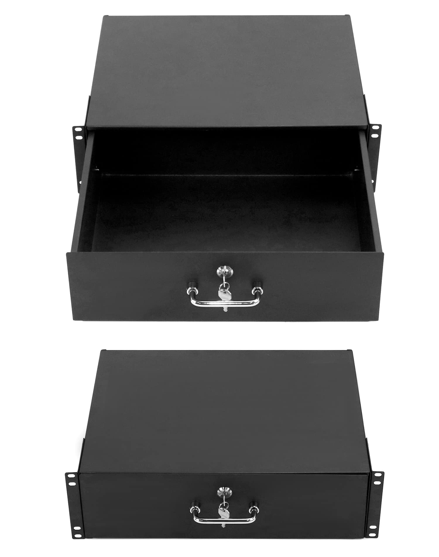 QWORK 3U Drawer Server Cabinet Case, Rack Mount Drawer, Lockable Deep ...