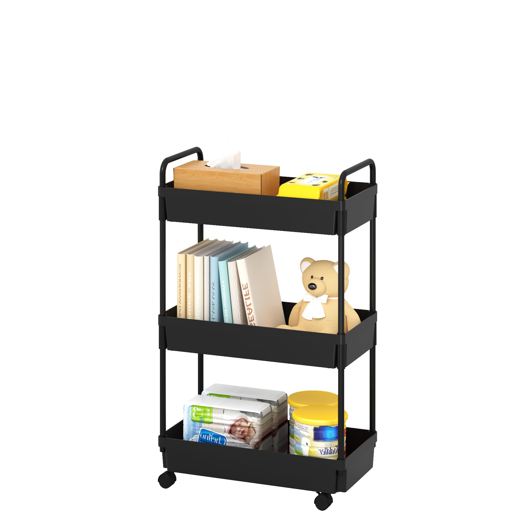 Amazon.com: Kaitiemoo 3-Tier Storage Cart，Shelf Organizer Mobile ...