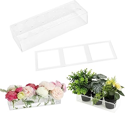 Amazon.com: 24'' Acrylic Flower Vase Rectangular with Holes Long Low ...