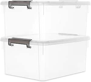 Amazon.com - Citylife 17 QT Plastic Storage Bins with Latching Lids ...