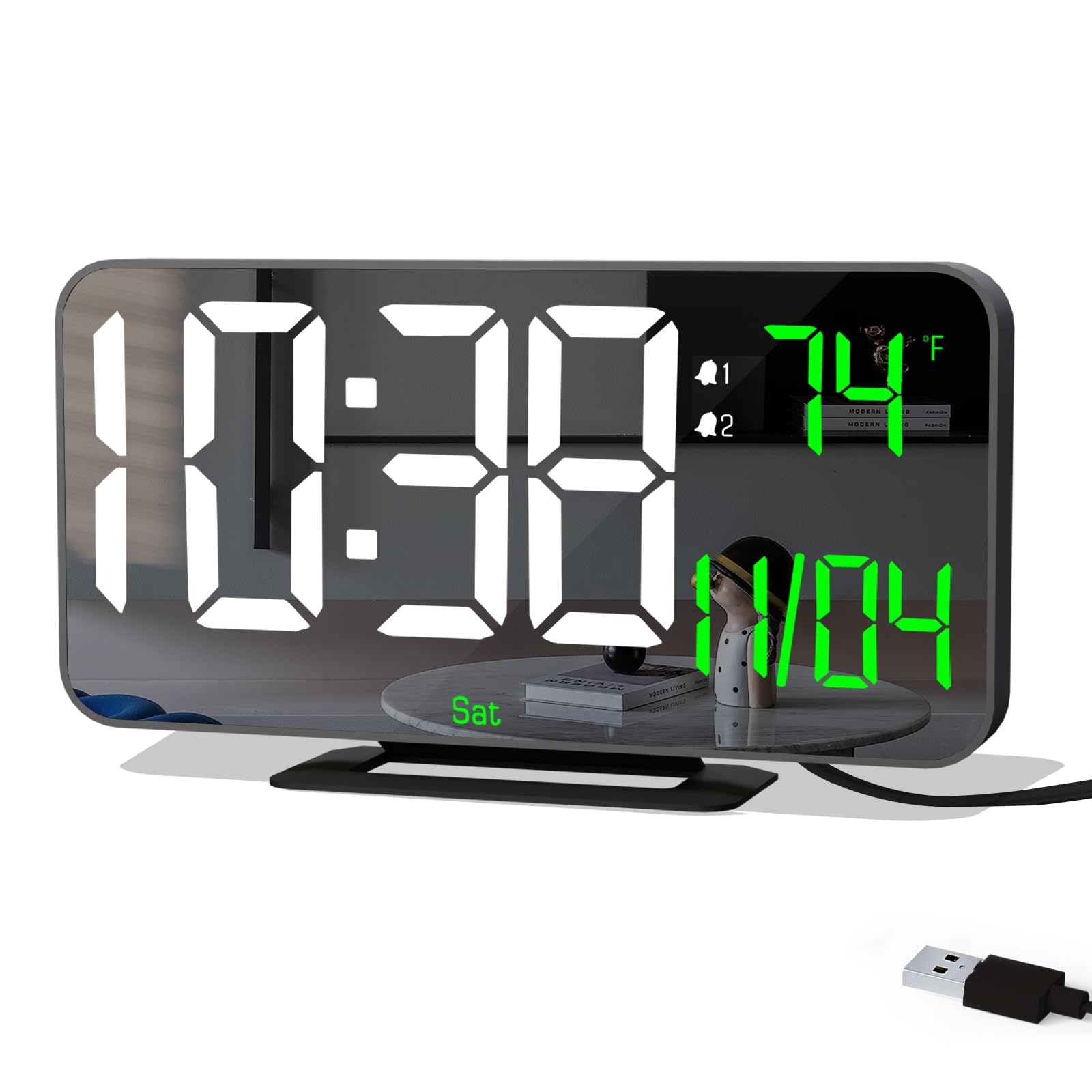 Amazon.com: Neasroe Digital Clock, 6.7" Small Desk LED Clocks, Table ...