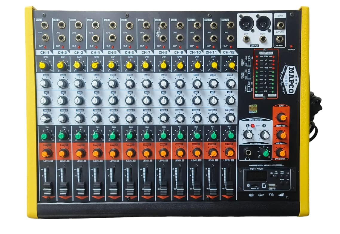 kh Professional 12 Channel Mixer Digital Stereo Echo Mixer 12-Channel ...