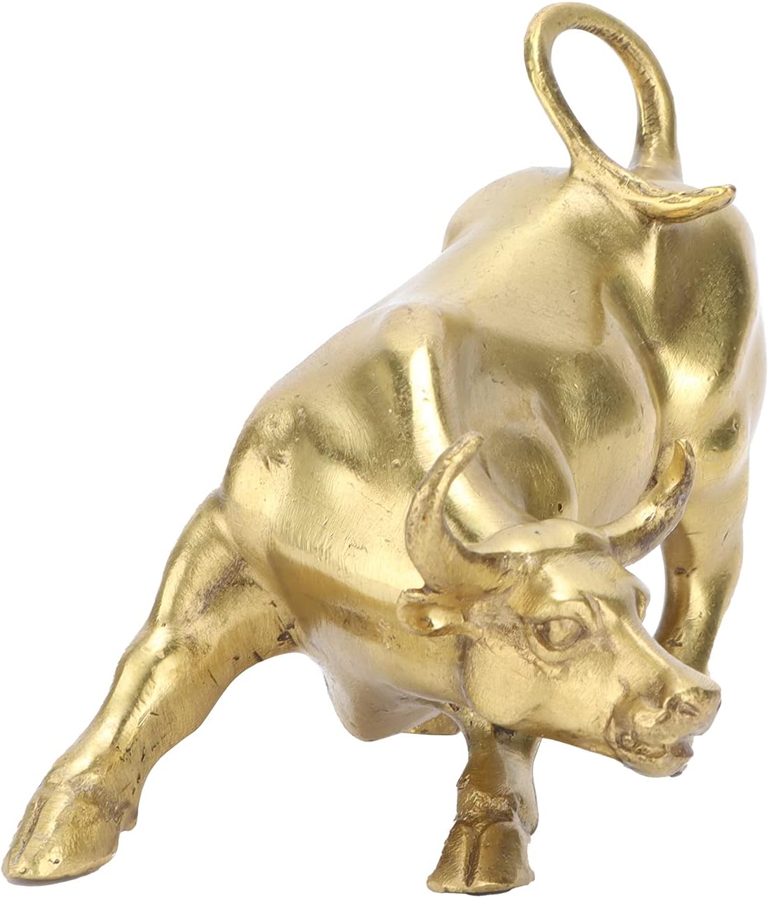 Amazon.com: Yuecoom Brass Bull Figurine, Wall Street Copper Bull Brass ...