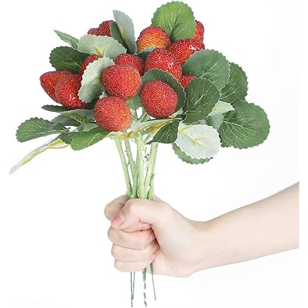 Amazon.com: Pack of 6 Artificial Strawberry ,Rich Red Strawberry and ...