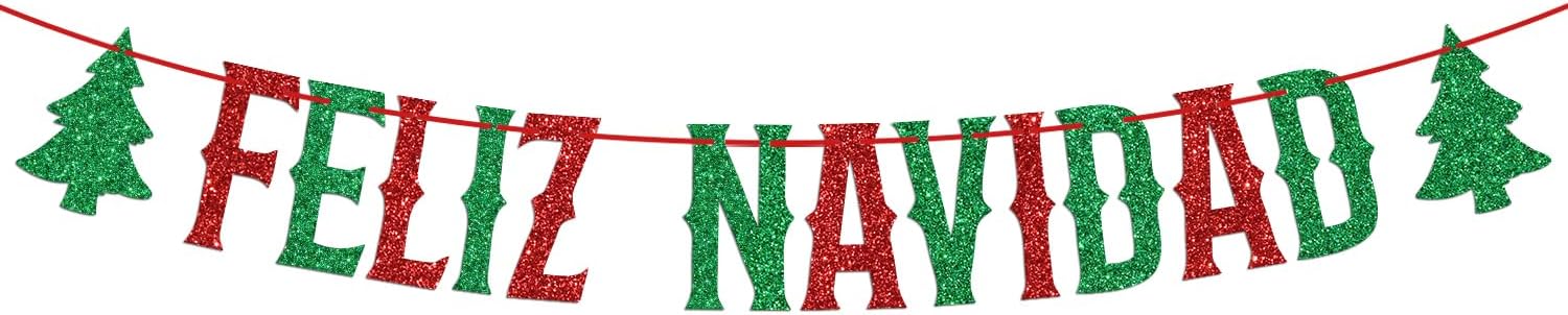 Amazon.com : Merry Christmas Decoration Feliz Navidad Banner Spanish ...
