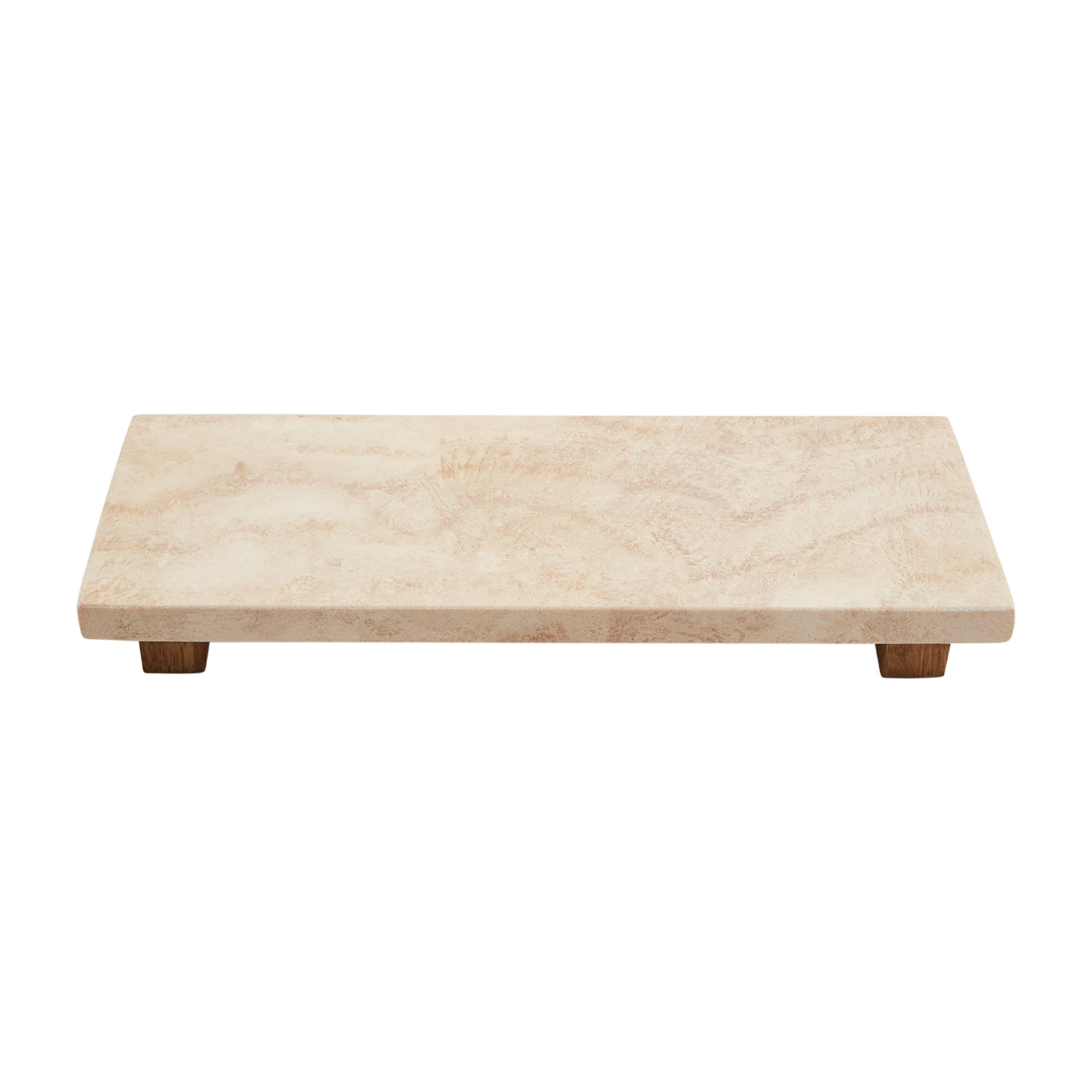 Amazon.com | Mud Pie Large Travertine Footed Tray, 4" x 11", BROWN ...