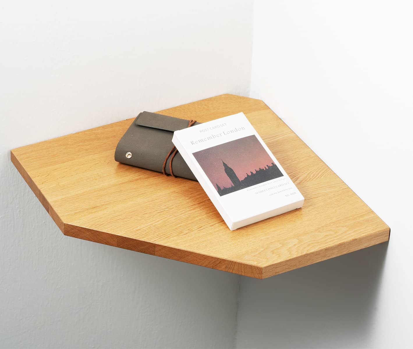 Corner Shelf Floating, Solid Oak Wood Corner Wall Shelf with Wire Hole ...