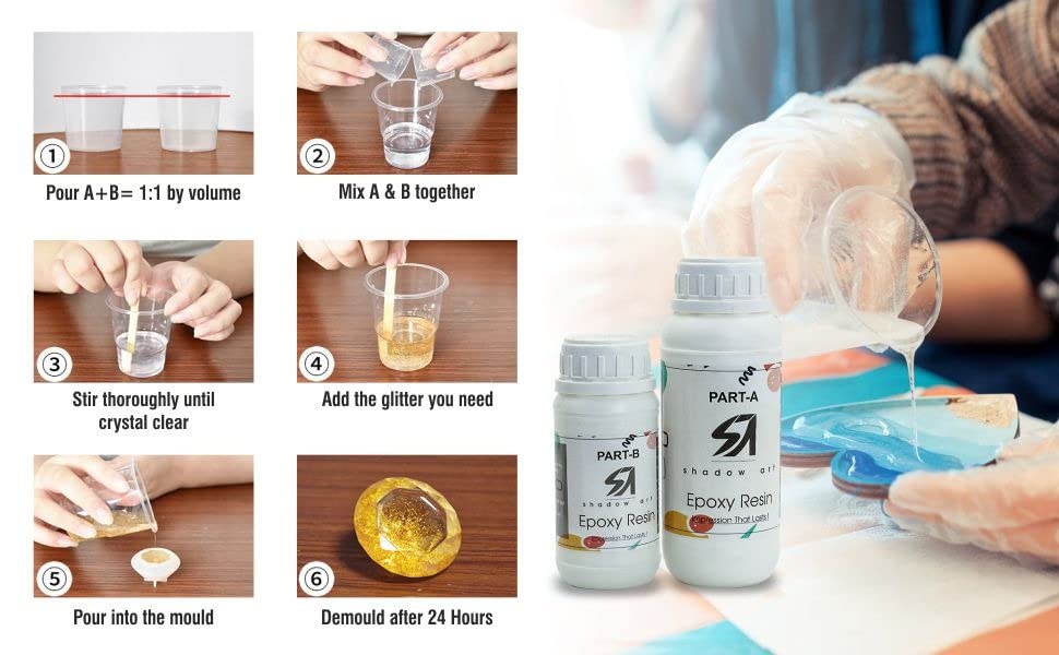 Buy Shadow Art Epoxy Resin and Hardener Premium Kit | Crystal Clear ...