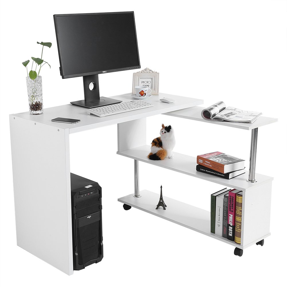 Buy Rotatable L Shape Corner Desk Computer Work Station, Large 360 ...