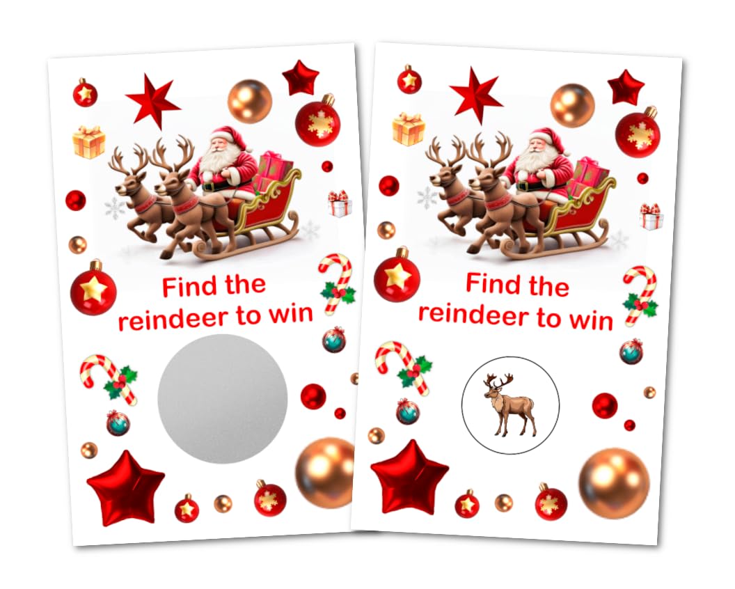 Amazon.com: Reindeer Christmas Party Game Scratch Off, Find The ...