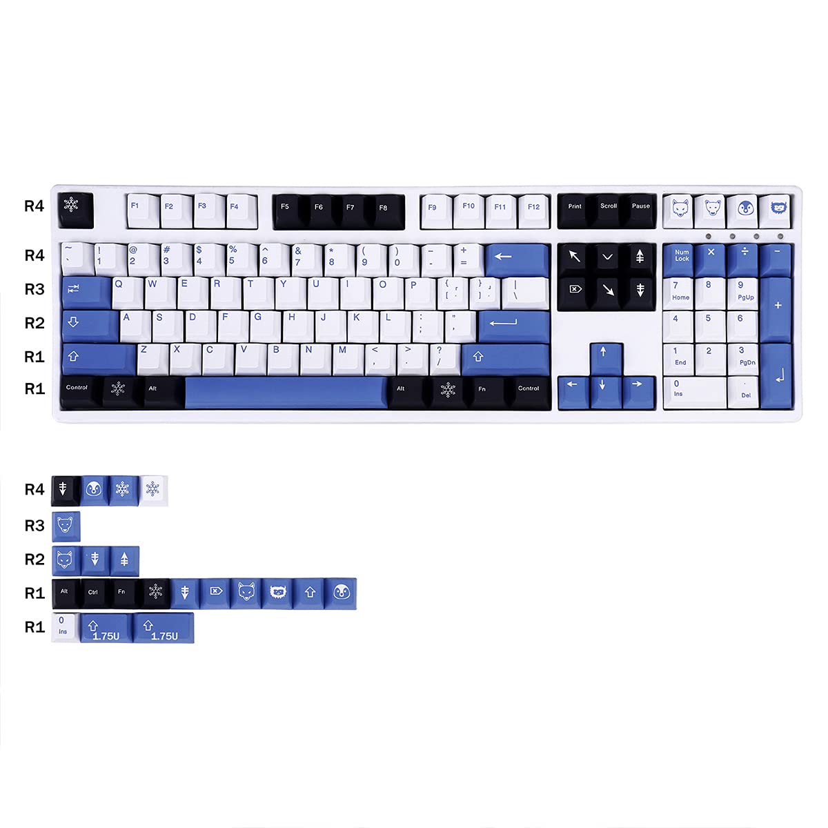 Buy 129 Keys PBT Cherry Profile DYE-SUB English Keycaps with Key Puller ...