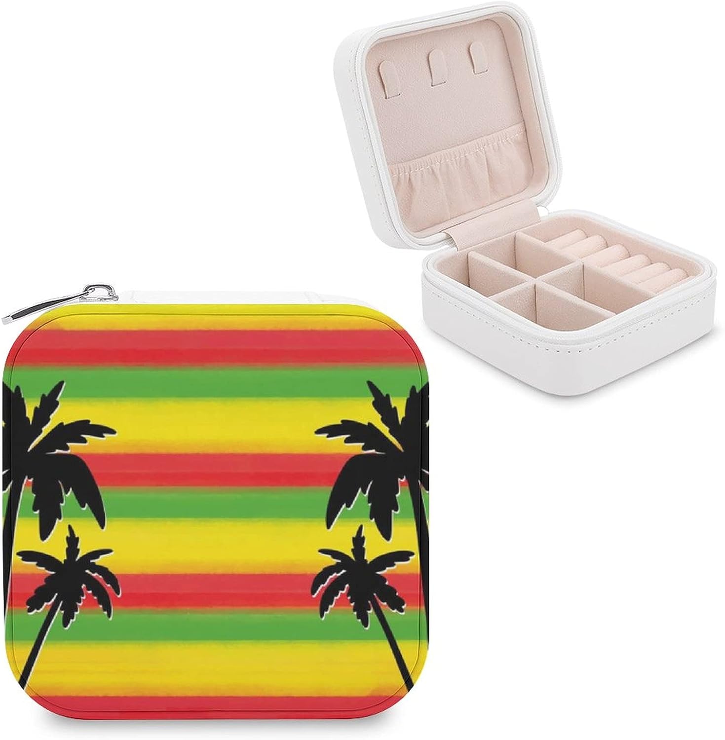 Amazon.com: Rasta Palm Tree Jewelry Box - Pu Leather Travel Jewelry ...