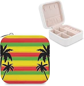 Amazon.com: Rasta Palm Tree Jewelry Box - Pu Leather Travel Jewelry ...