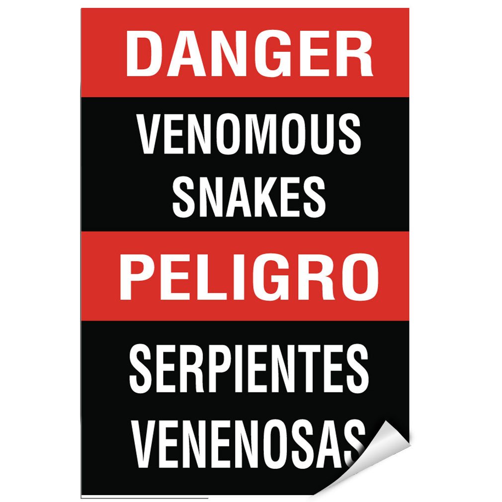 Danger Venomous Snakes Peligro Serpientes Venenosas LABEL DECAL STICKER ...