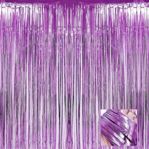 Amazon.com : Light Purple Fringe Curtain Backdrop, 2 Pack Tinsel Foil ...