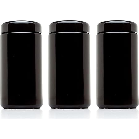 ULTRA JARS 500ml Wide Mouth Ultraviolet Glass Jar with Black Screw Top ...