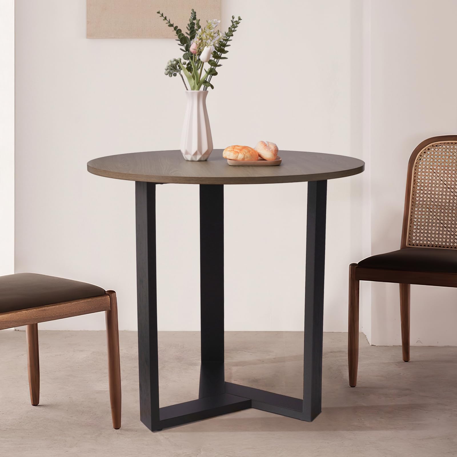 Amazon.com: KithKasa 31.5" Walnut Round Dining Table for 2-4, Mid ...