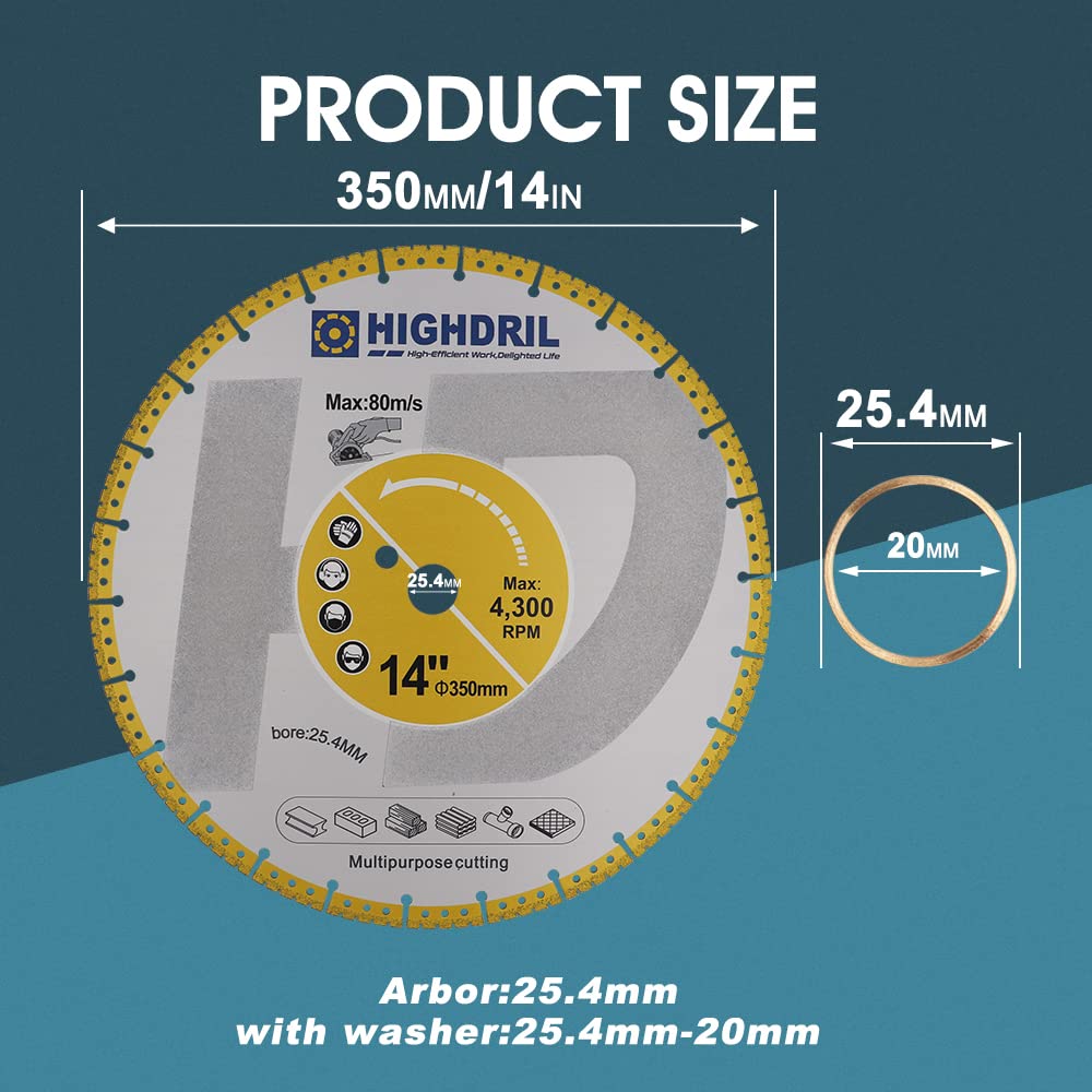 Snapklik.com : Diamond Metal Cutting Blade,2pcs 14 Inch/350mm Heavy ...