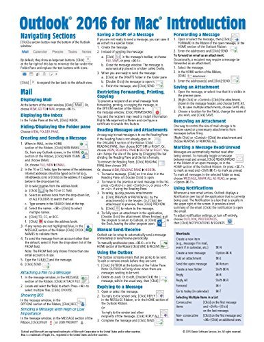 Outlook 2016 for Mac Introduction Quick Reference Guide (Cheat Sheet of ...