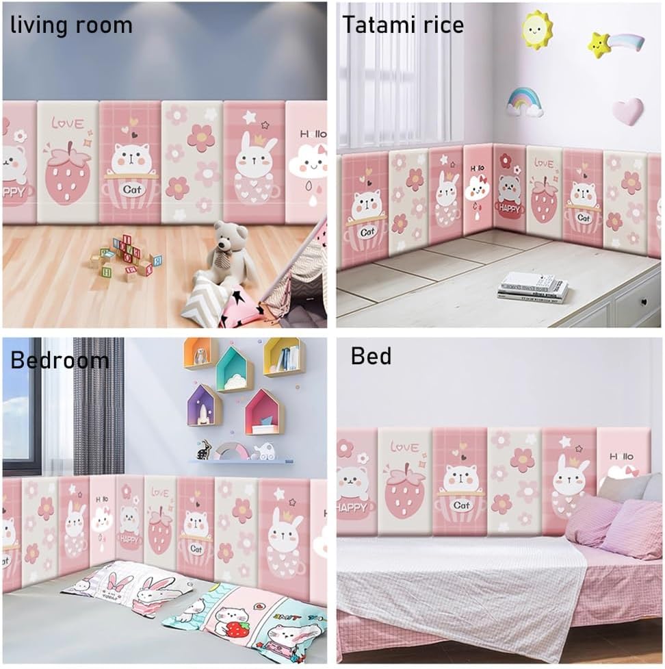 3D Wall Panels Self Adhesive Headboard 180cm70.86, Cartoon Soft Anti ...