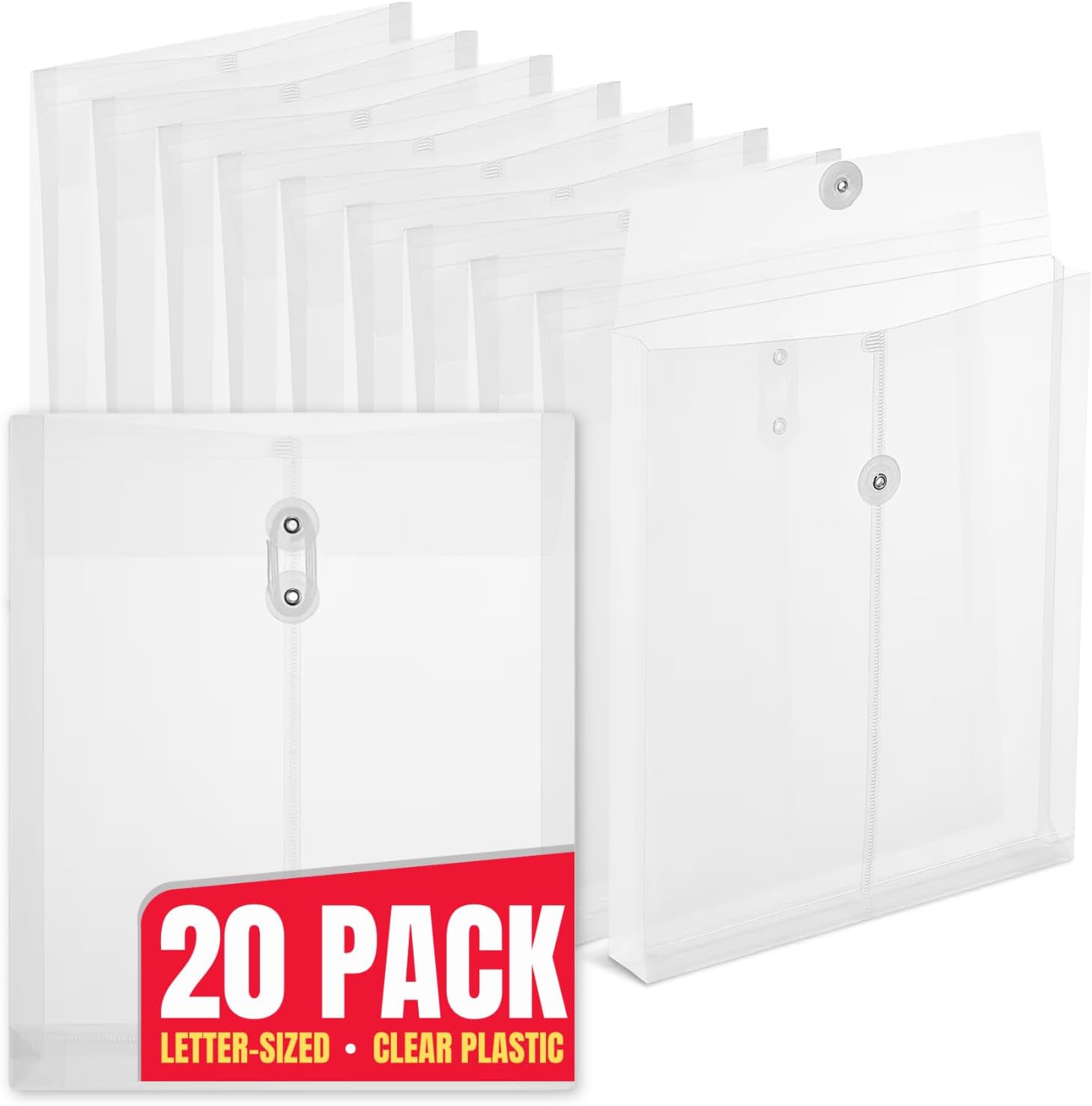 Amazon.com : 1InTheOffice Poly Envelopes with String Closure, Button ...