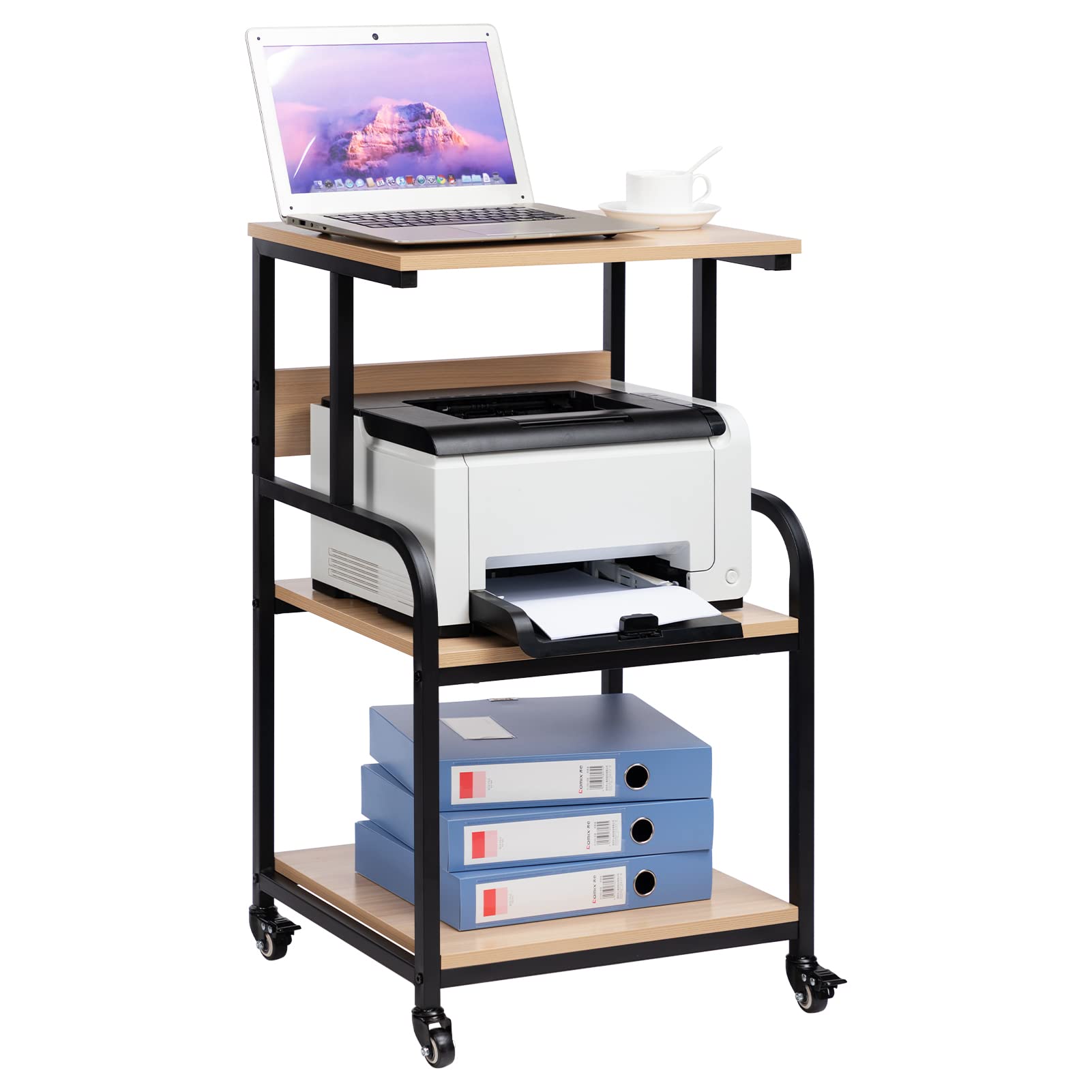 ALIMORDEN 3-Tier Movable Printer Stand with Storage, Rolling Printer ...