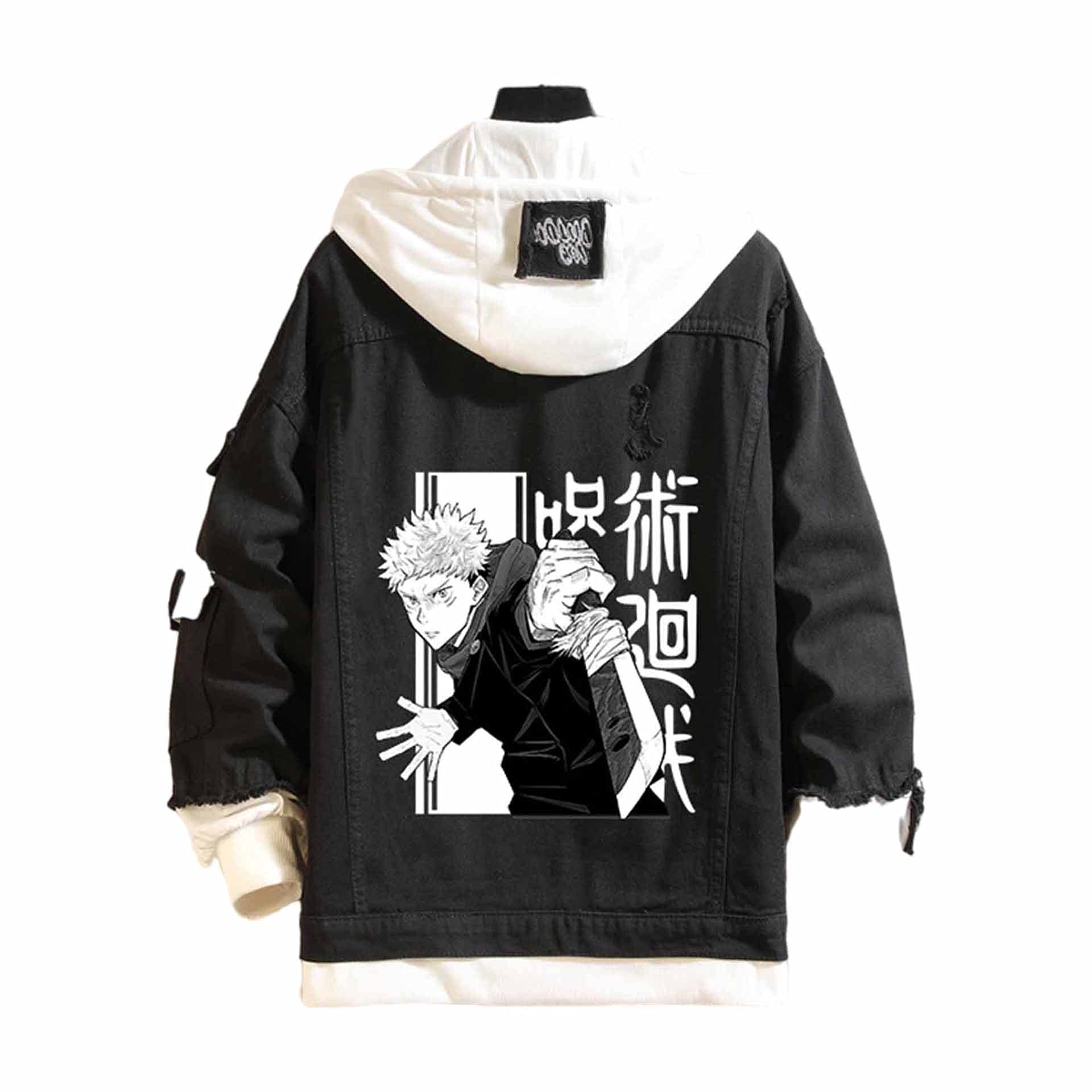Buy Anime Hoodie Jujutsu Kaisen Anime Clothing Denim Sweater Jacket ...