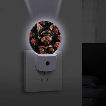 LYHVSFJW Yorkie Puppy Night Light Plug Into Wall LED Nightlight Small ...