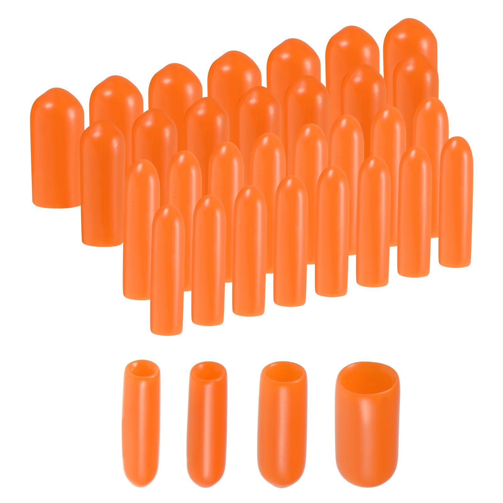 uxcell 40pcs Round Rubber End Caps 3/32" 1/8" 5/32" 1/4" Orange Vinyl ...