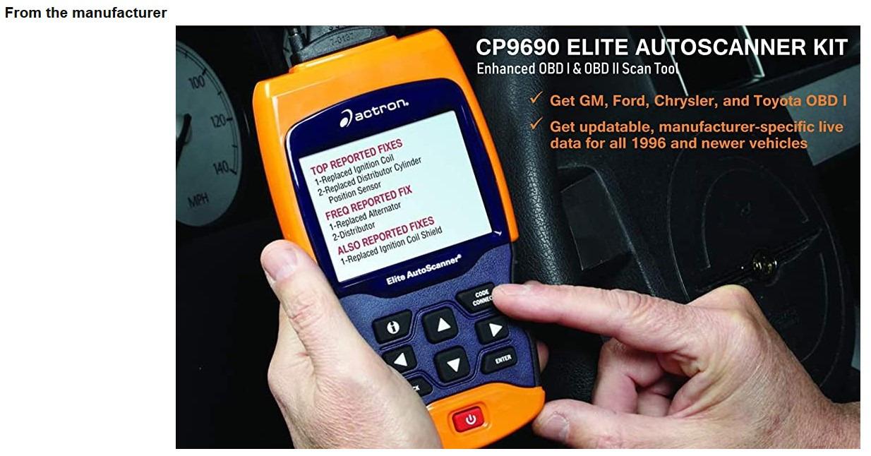 Actron CP9690 Elite AutoScanner Kit Enhanced OBD I and OBD II Scan Tool ...