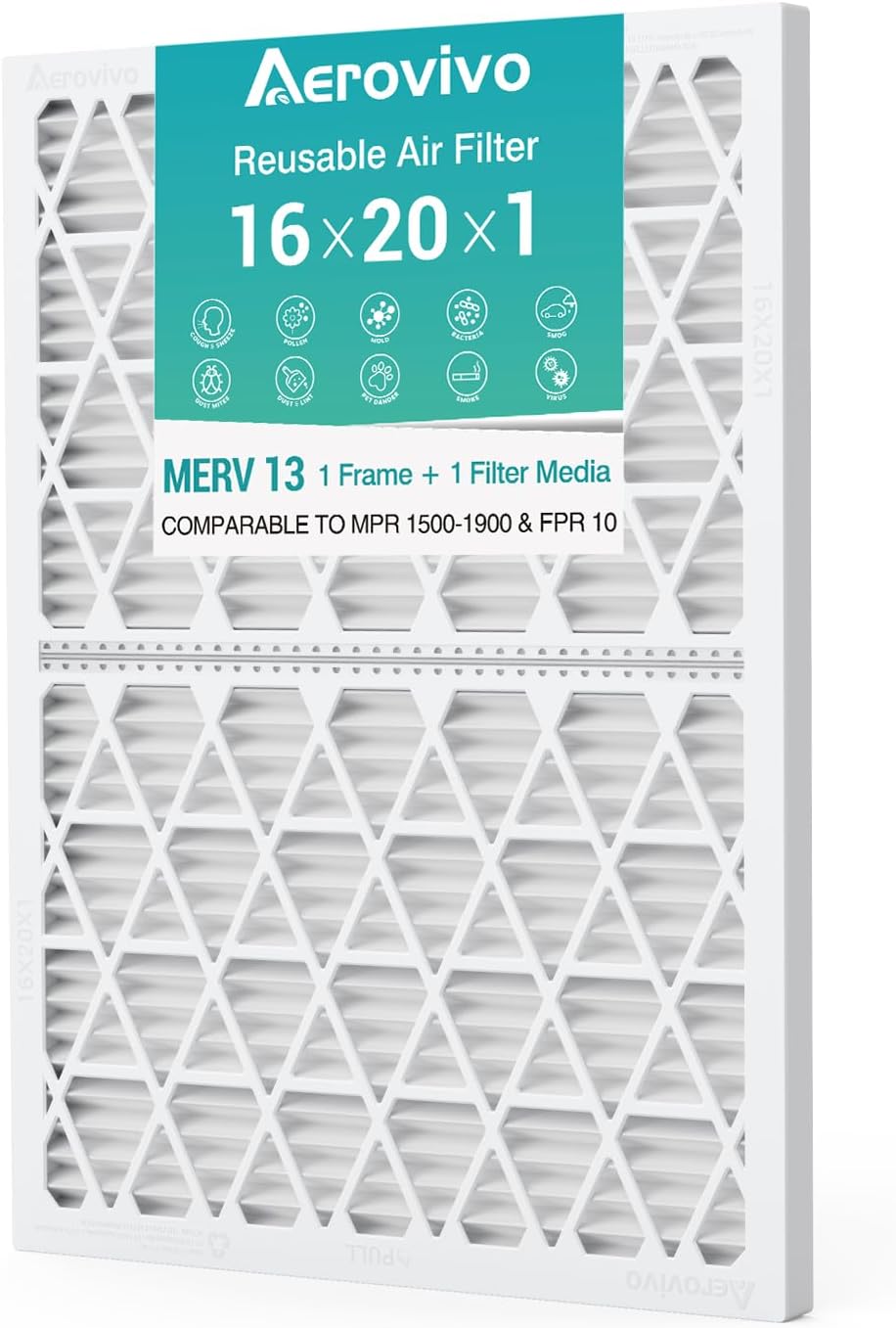 AErovivo 16x20x1 Air Filter, 1 Pack MERV 13 Deep Pleat Filter Media ...