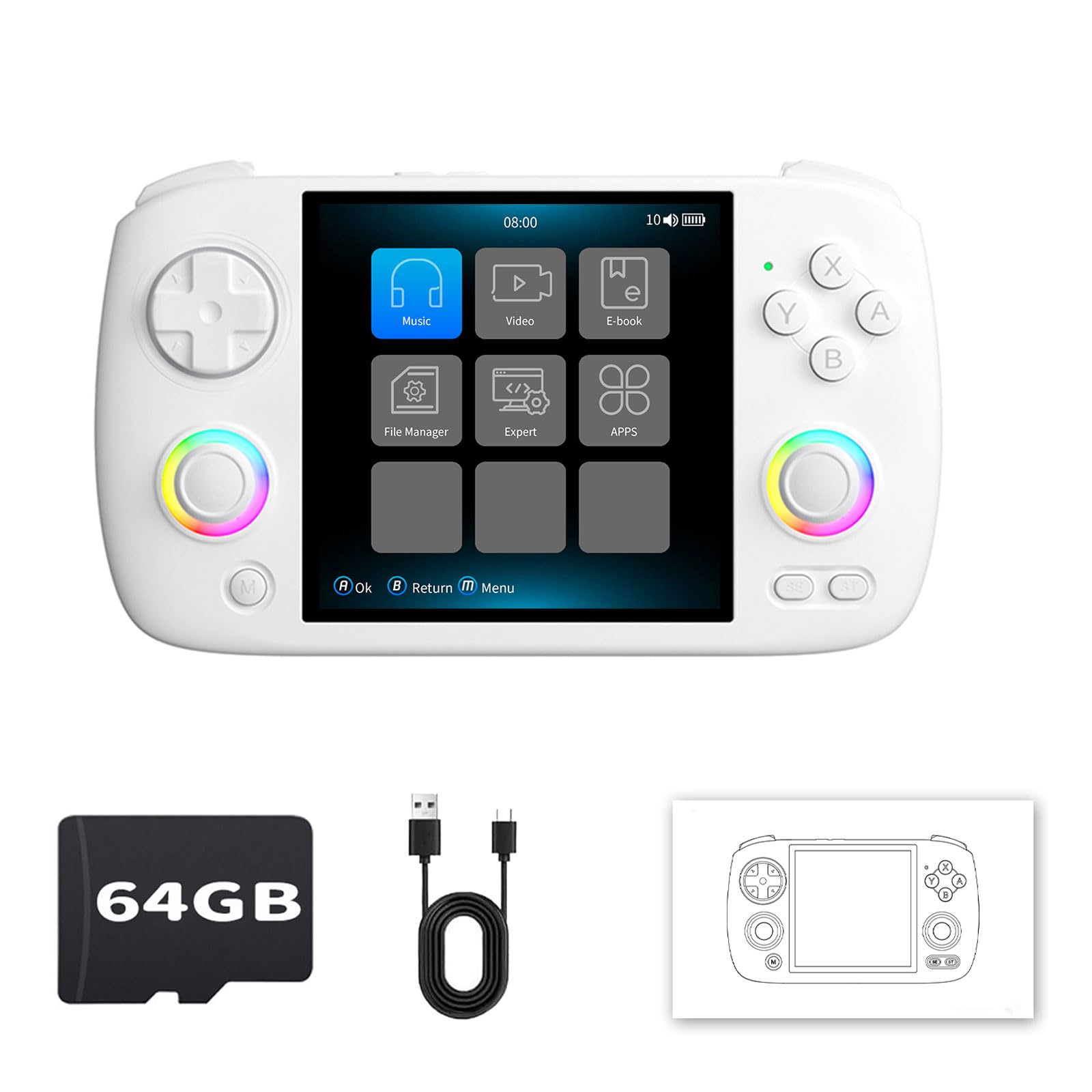 Amazon.com: RG Cubexx Handheld Game Console RG Cubexx 3.95'' IPS Screen ...