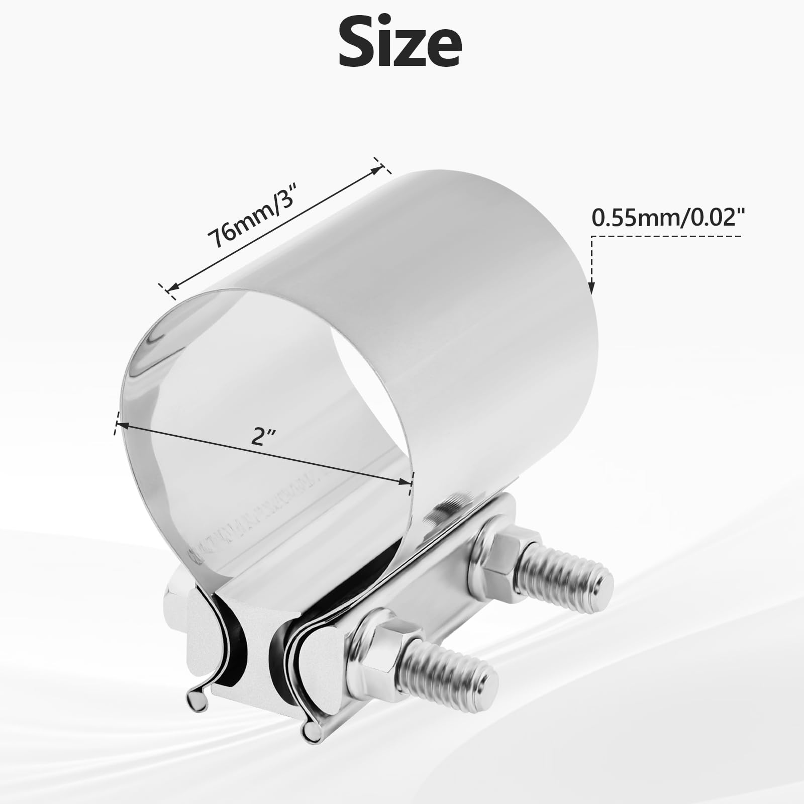 Snapklik.com : T304 Stainless Steel 2 Inch Exhaust Clamp,2 Inch Butt ...