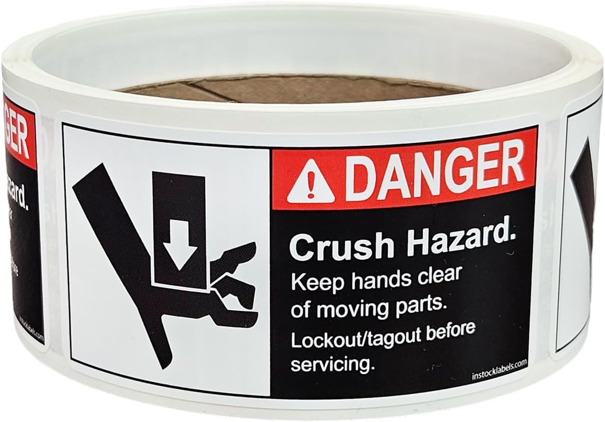 Amazon.com : Crush Hazard ANSI Danger Labels, ANSI Warning Stickers - 1 ...